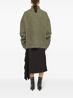 JIL SANDER Wool Draped Midi Skirt