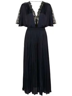 Maje Lace-trim Pleated Maxi Dress