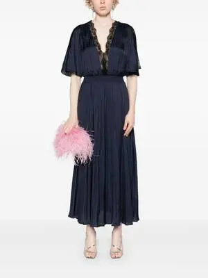 Maje Lace-trim Pleated Maxi Dress