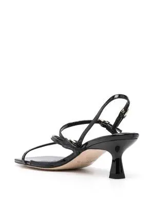 Sandro Patent Leather Strappy Sandals - Black