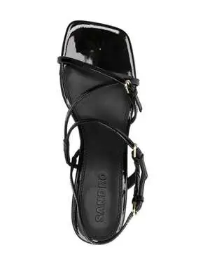 Sandro Patent Leather Strappy Sandals - Black