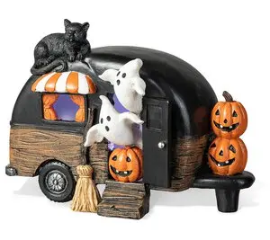 GLITZHOME 9.25'l Halloween Lighted Camper Cartable Decor