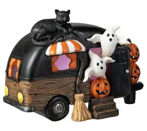 GLITZHOME 9.25'l Halloween Lighted Camper Cartable Decor