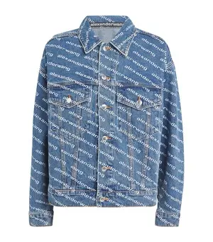 Alexander Wang Logo Print Denim Jacket - Blue | Editorialist