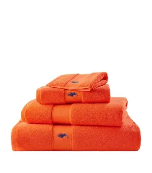 Ralph Lauren Polo Player Guest Towel Orange