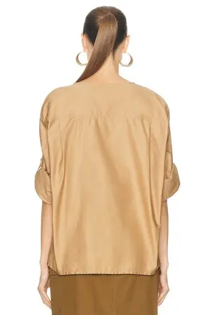 Saint Laurent Convertible Sleeve Blouse - Beige