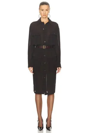 Saint Laurent Midi Shirt Dress - Chocolat