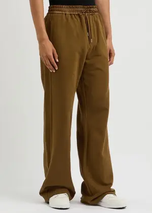 Saint Laurent Logo-embroidered Cotton Sweatpants - Brown