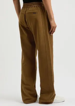 Saint Laurent Logo-embroidered Cotton Sweatpants - Brown