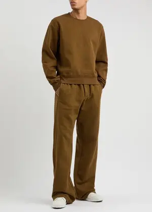 Saint Laurent Logo-embroidered Cotton Sweatpants - Brown