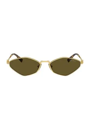 Miu Miu Narrow Oval Sunglasses - Gold