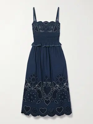 Sea Jeanetta Embroidered Cotton-voile Midi Dress