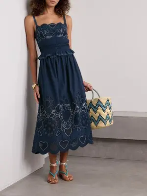 Sea Jeanetta Embroidered Cotton-voile Midi Dress