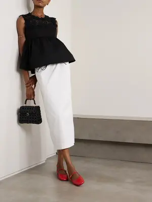 KIKA VARGAS Ivonne Guipure Lace-trimmed Peplum Top