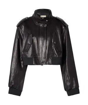 Khaite Kember Cropped Leather Bomber Jacket