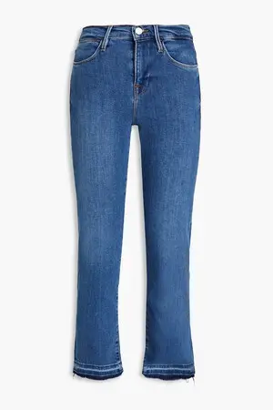 FRAME Le High Cropped High-rise Straight-leg Jeans - Mid Denim