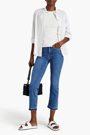 FRAME Le High Cropped High-rise Straight-leg Jeans - Mid Denim