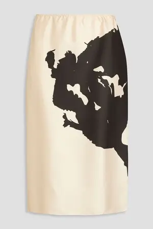 Bite Studios Printed Silk-twill Skirt