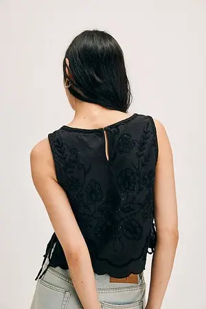 Free People Faded Gardens Tank - Washed Black