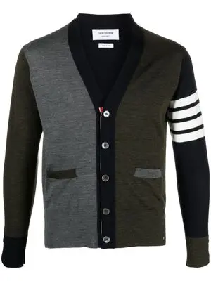 Thom Browne Colour-block Virgin Wool Cardigan