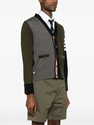 Thom Browne Colour-block Virgin Wool Cardigan