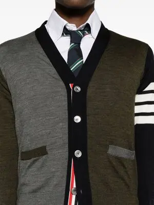 Thom Browne Colour-block Virgin Wool Cardigan