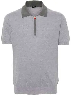 Kiton Striped Cotton Polo Shirt - Grey
