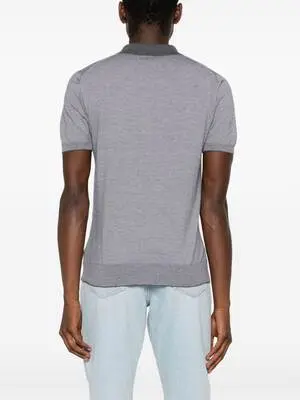 Kiton Striped Cotton Polo Shirt - Grey
