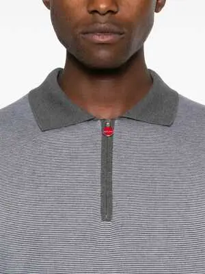 Kiton Striped Cotton Polo Shirt - Grey
