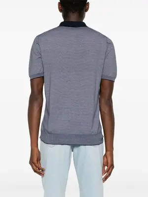 Kiton Striped Cotton Polo Shirt - Blue