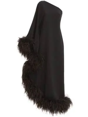 TALLER MARMO Ubud Feather-trim Maxi Dress - Black