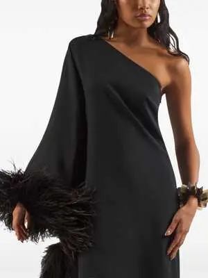 TALLER MARMO Ubud Feather-trim Maxi Dress - Black