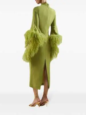 TALLER MARMO Del Rio Feather-trim Midi Dress
