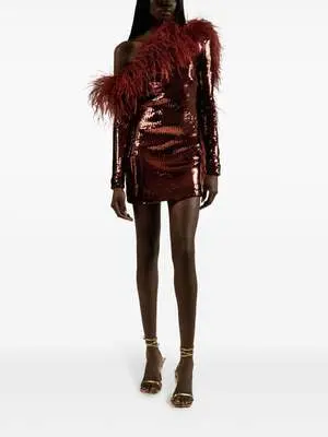 TALLER MARMO Garbo Disco Feather-trim Minidress