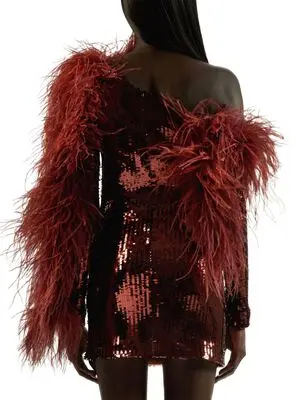 TALLER MARMO Garbo Disco Feather-trim Minidress