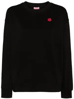 Kenzo Boke Flower-patch Cotton Sweatshirt - Black