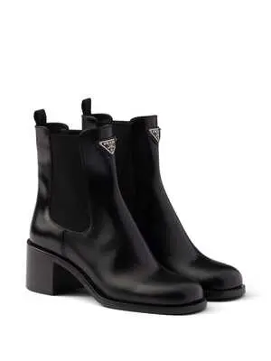 Prada Brushed-leather Booties