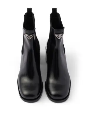 Prada Brushed-leather Booties