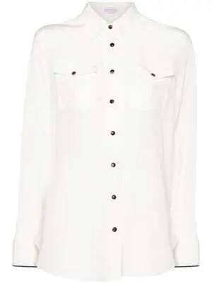 Brunello Cucinelli Chest-pockets Silk Shirt - Neutrals