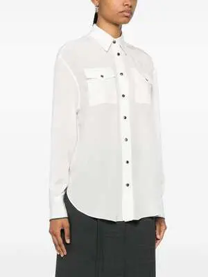 Brunello Cucinelli Chest-pockets Silk Shirt - Neutrals