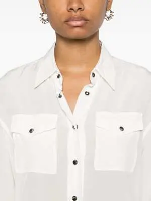 Brunello Cucinelli Chest-pockets Silk Shirt - Neutrals