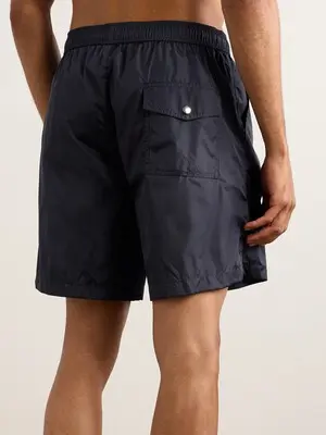 Moncler Straight-leg Mid-length Striped Swim Shorts - Blue