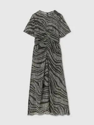 REISS Tabitha Animal Print Midi Dress