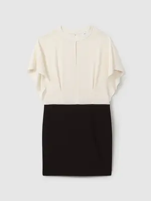 REISS Marlowe Color Block Mini Dress With Draped Sleeves