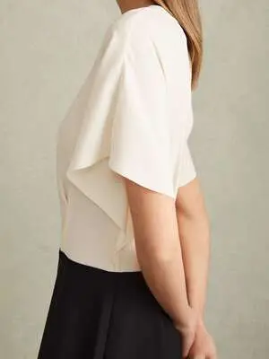 REISS Marlowe Color Block Mini Dress With Draped Sleeves