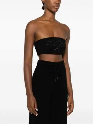 Max Mara Floral-embroidered Cropped Top