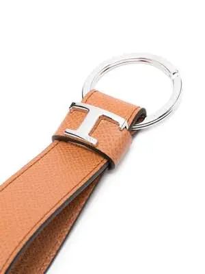 TOD'S Timeless Logo Leather Keyring - Neutrals