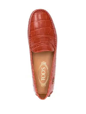 TOD'S Gommino Crocodile-effect Loafers - Orange