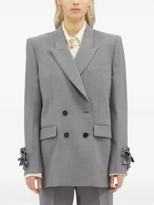 MSGM Floral-appliqué Double-breasted Blazer