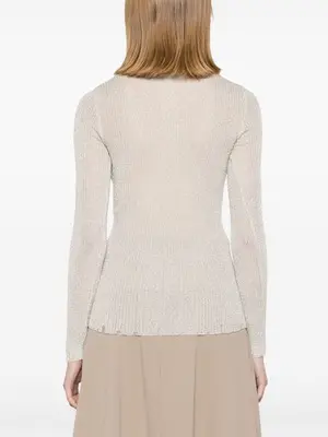 Pinko Lurex Ribbed Polo Sweater